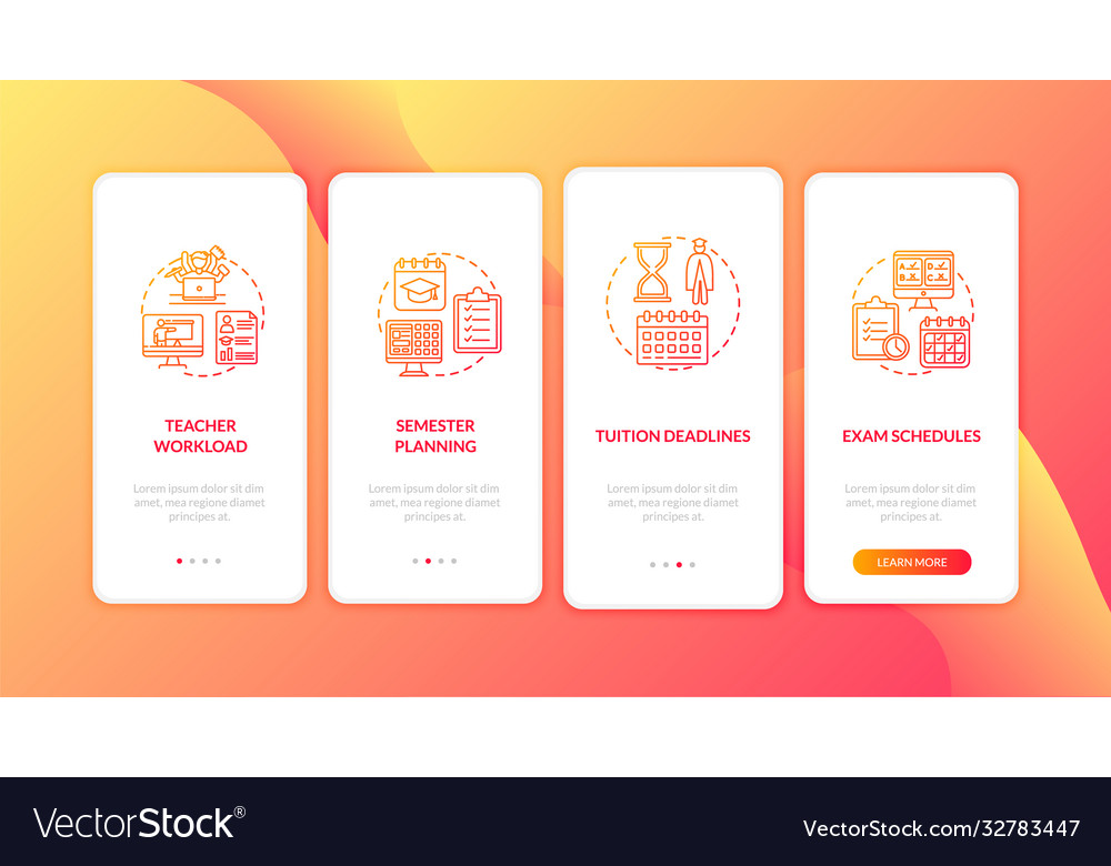 Distance Learning Elements Onboarding Mobile App Vector Image