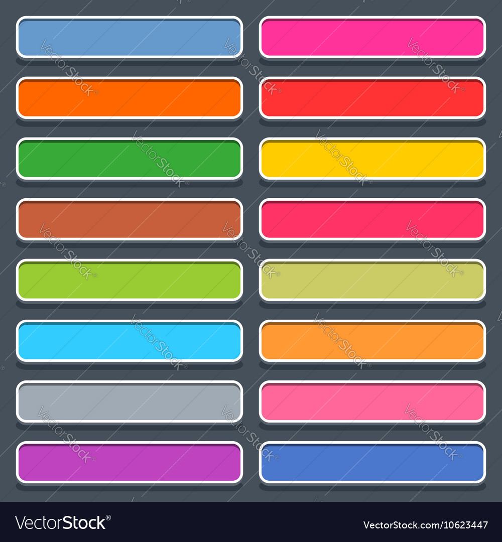 Flat blank web button rectangle icon with shadow Vector Image