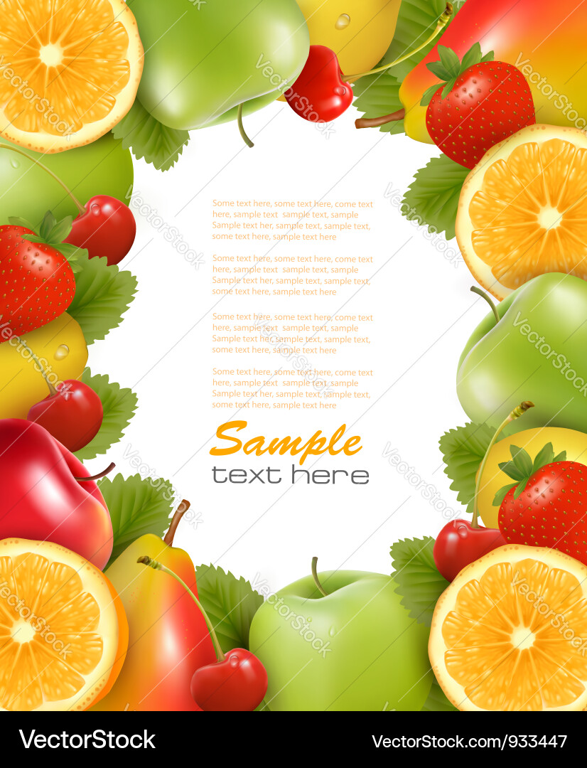 Frame made of fresh juicy fruit Royalty Free Vector Image
