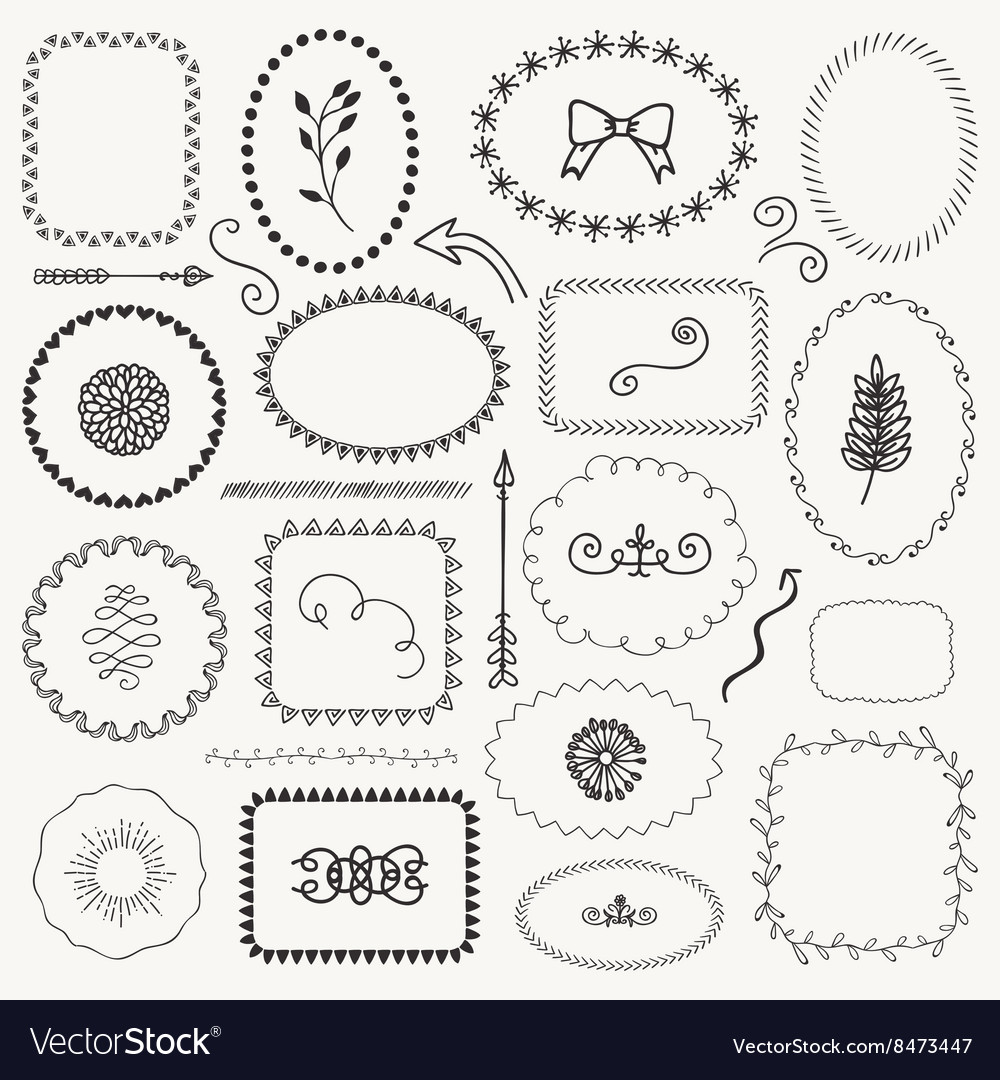 Hand Sketched Rustic Frames Borders Royalty Free Vector