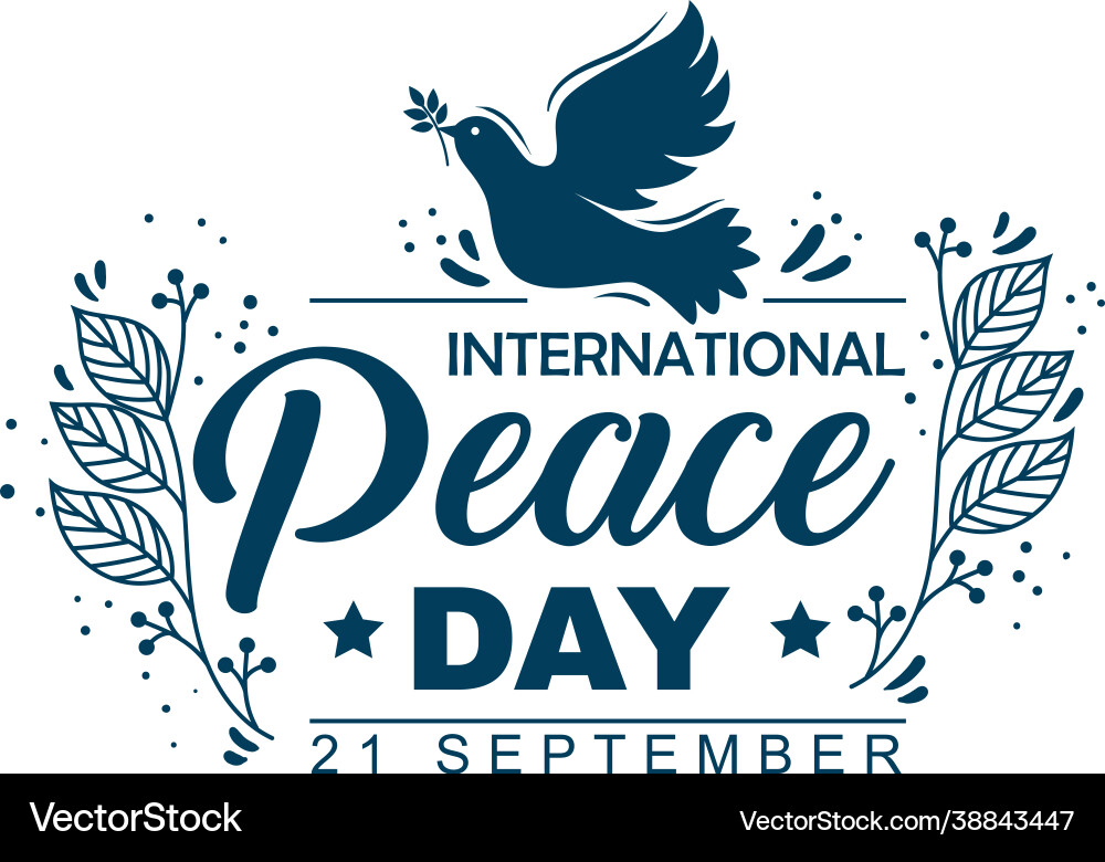 International peace day lettering Royalty Free Vector Image