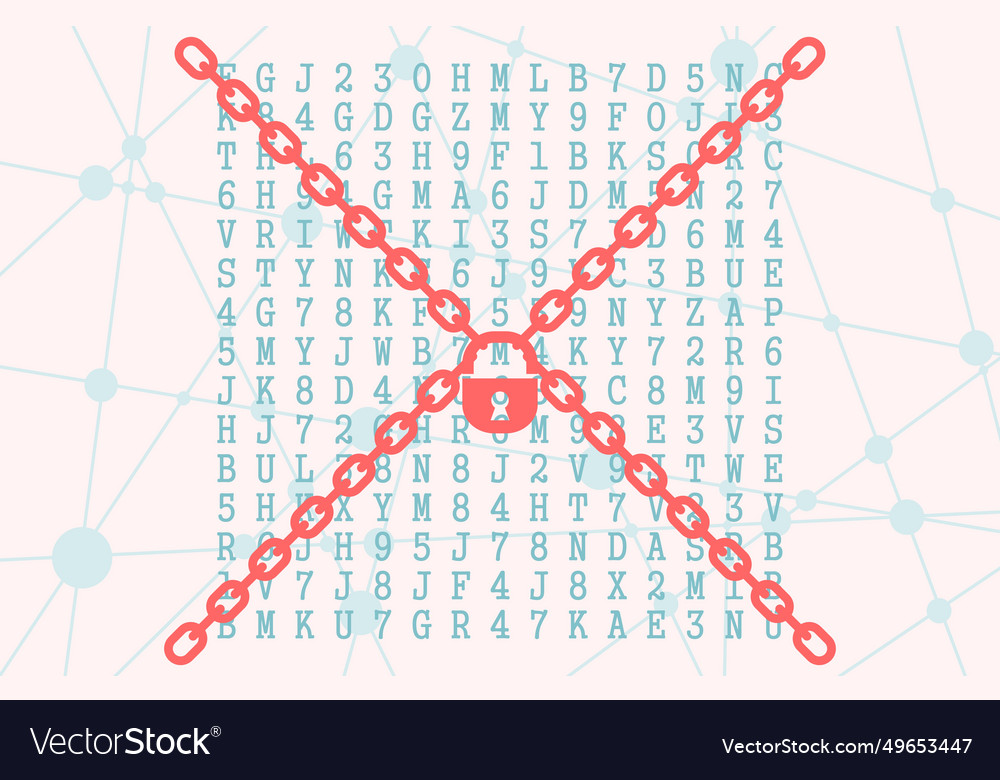 Machine code with lock and chains cyber security Vector Image