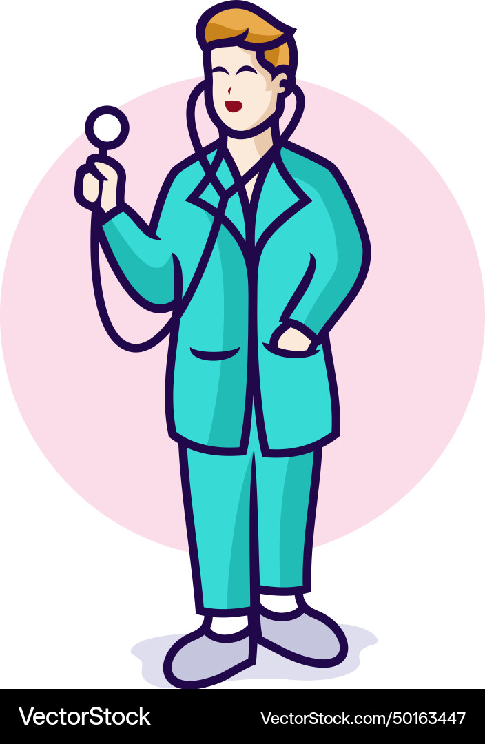 Male doctor holding statoscope Royalty Free Vector Image