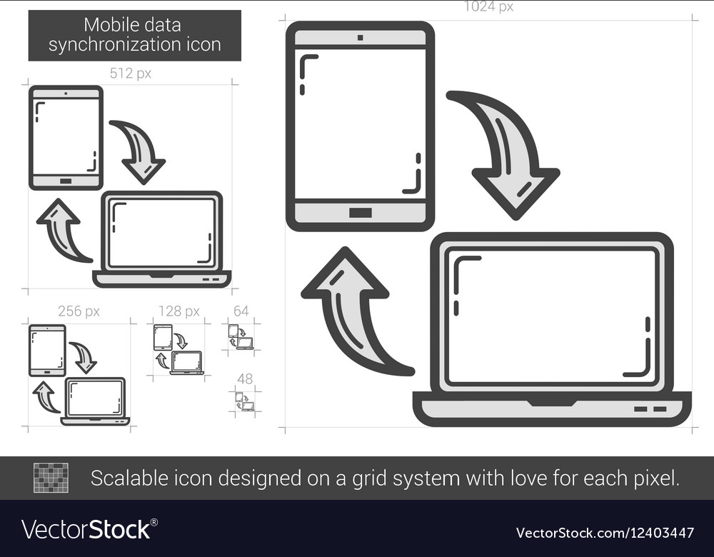 Mobile data synchronization line icon Royalty Free Vector