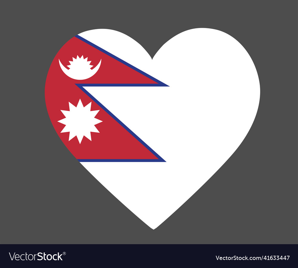 Nepal flag national asia emblem heart icon Vector Image Nepal flag national asia emblem heart icon Vector Image