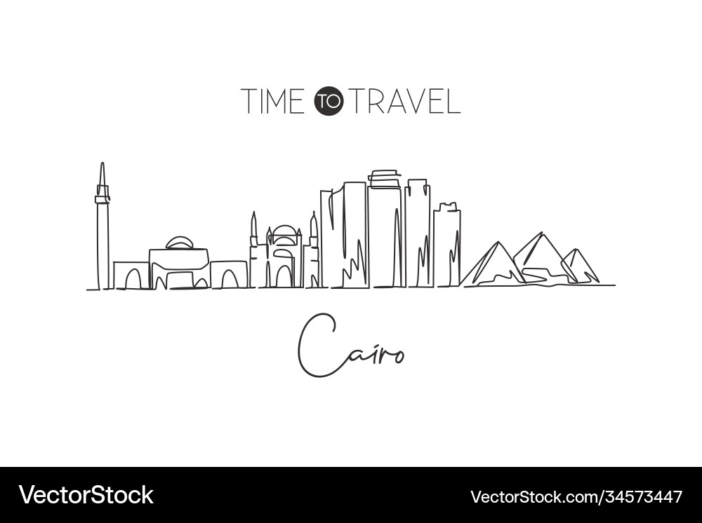 One single line drawing cairo city skyline Vector Image
