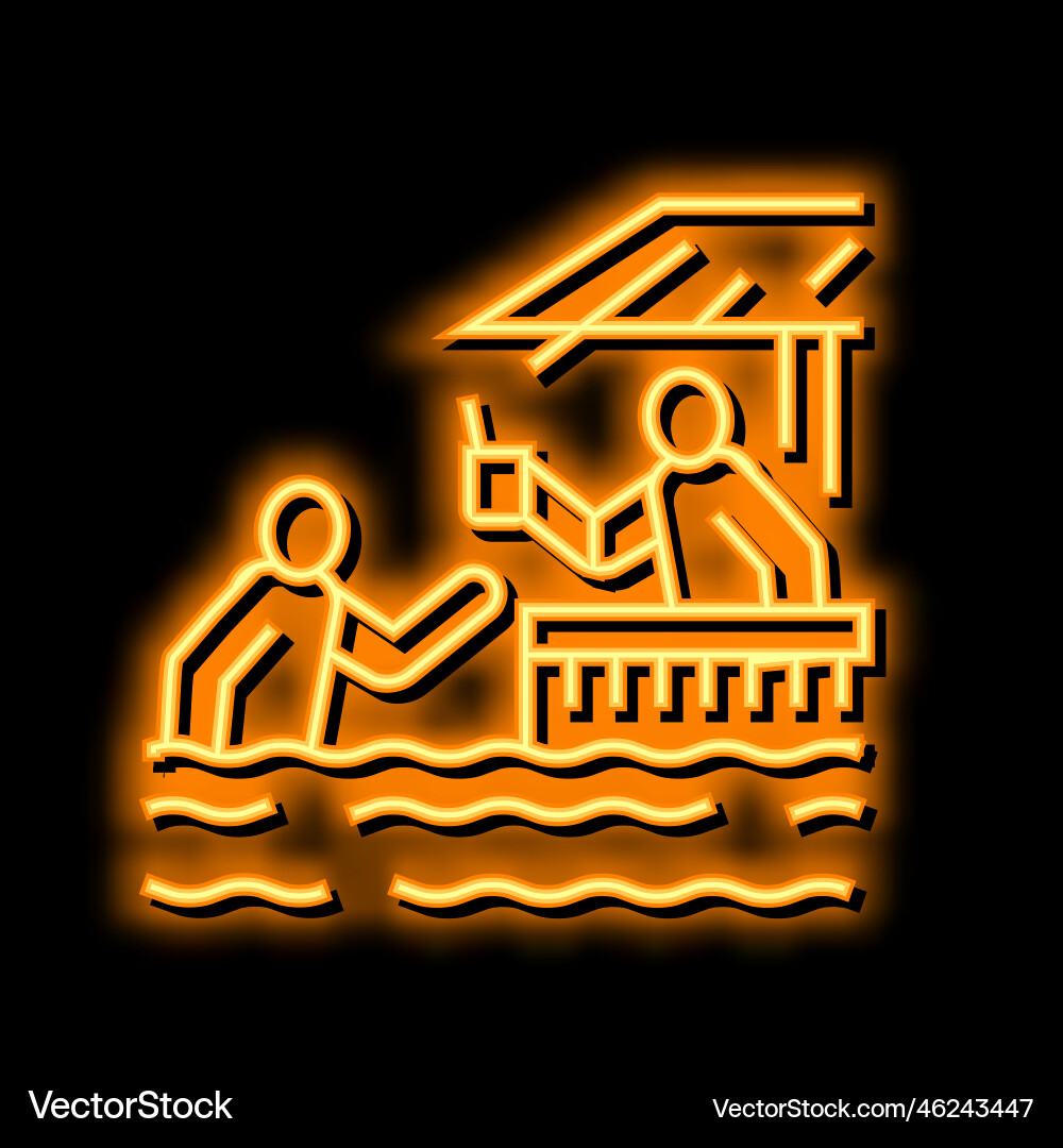 Pool restaurant and bar neon glow icon Royalty Free Vector
