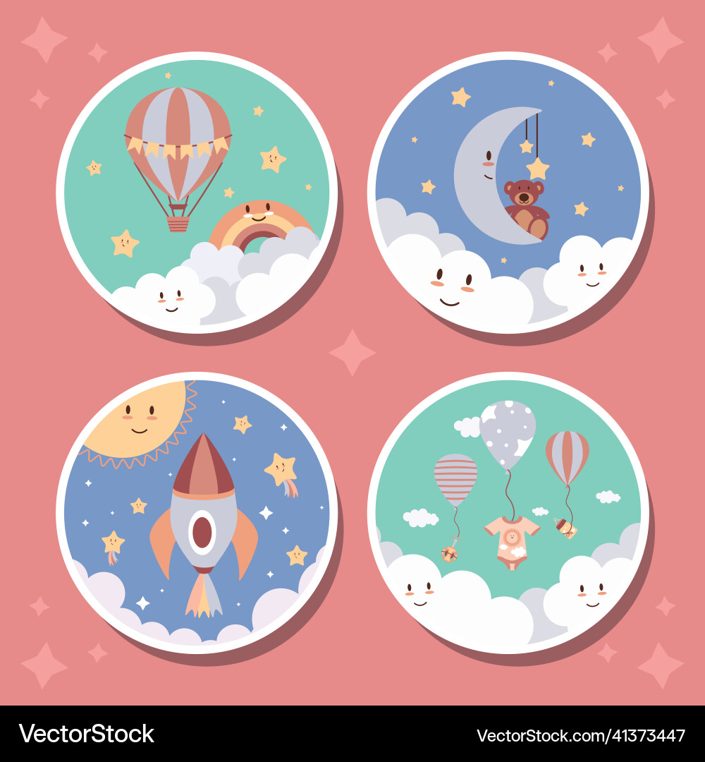 Set of baby tags Royalty Free Vector Image - VectorStock
