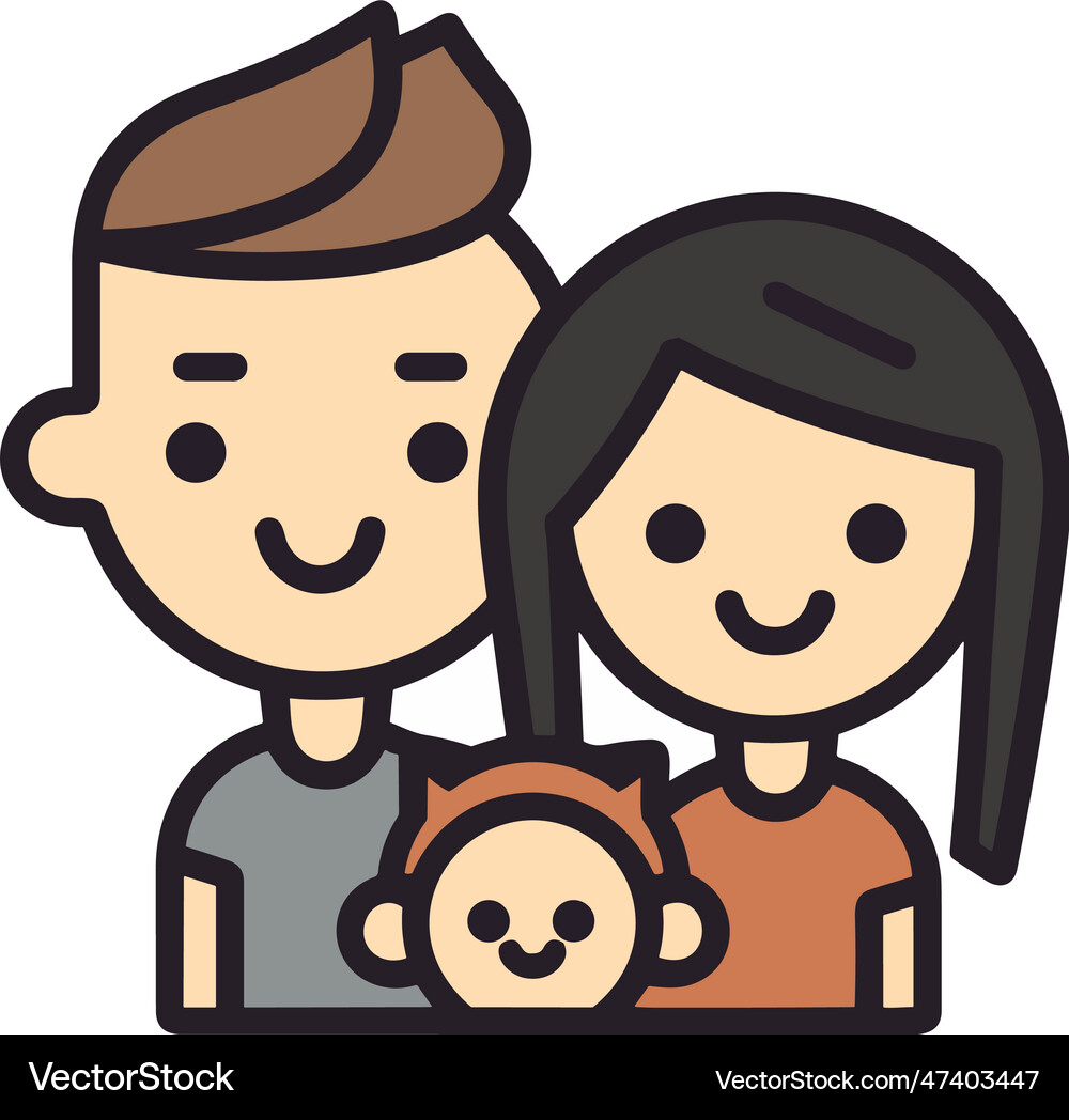 Small happy family simplistic design icon Vector Image