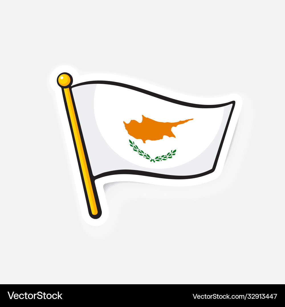 Sticker flag cyprus on flagstaff Royalty Free Vector Image