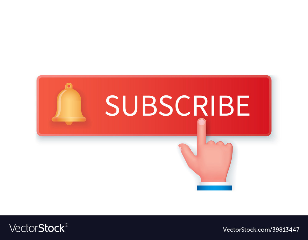 Subscribe button with bell icon button Royalty Free Vector