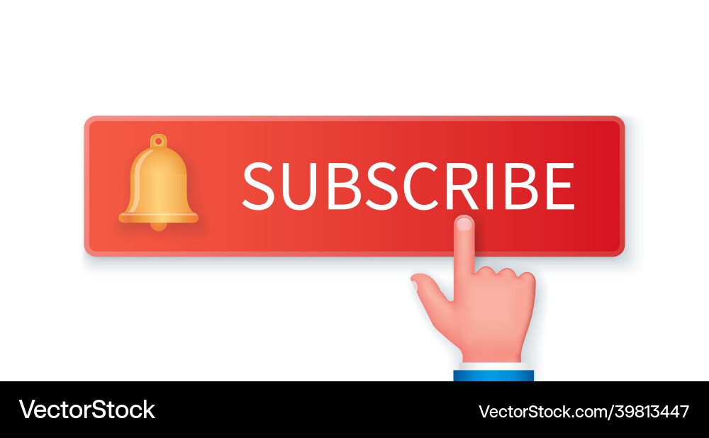 Subscribe button with bell icon Royalty Free Vector Image