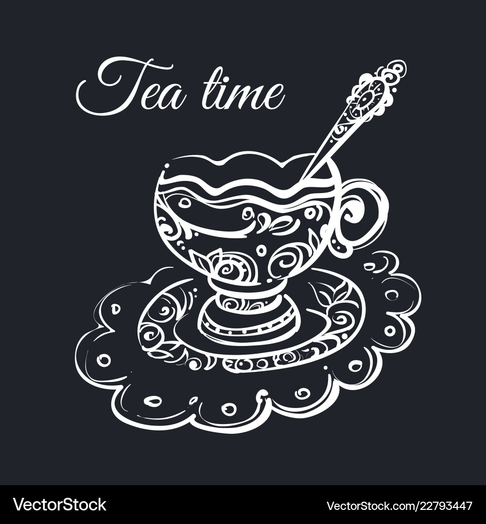 Tea time poster with cup of tea Royalty Free Vector Image