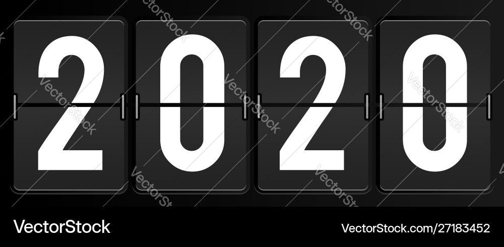 2020 year numbers on flip board isolated icon Vector Image