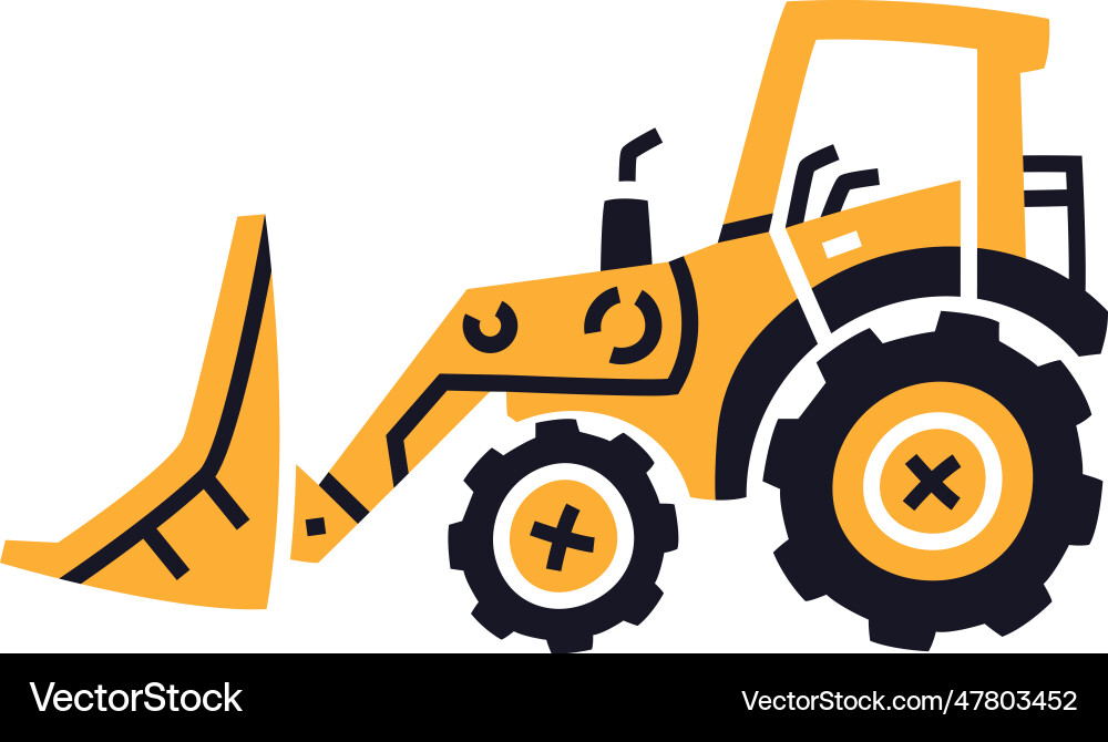 Bulldozer or dozer as construction equipment and Vector Image