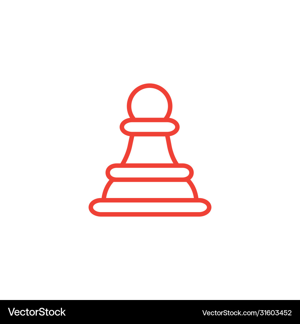 Chess pawn line red icon on white background Vector Image