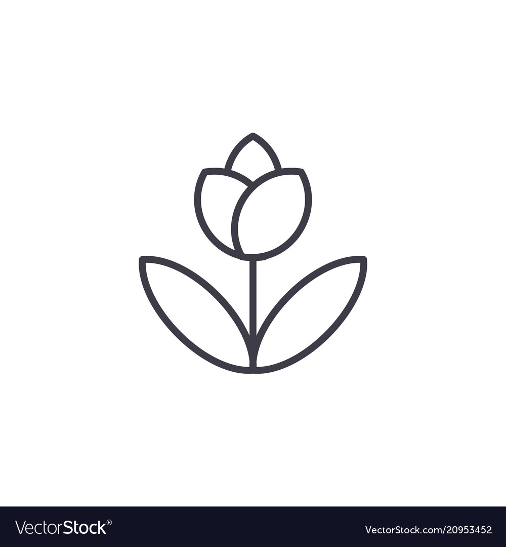 Cute flower line icon concept flat Royalty Free Vector Image