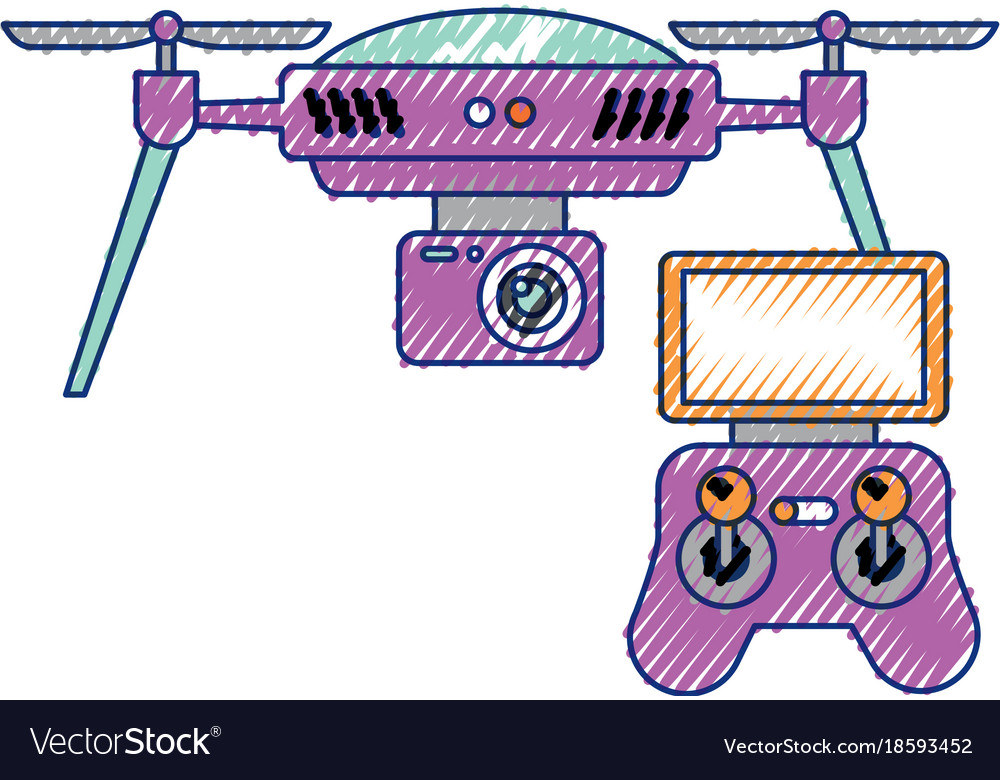 Drone with remote control device technologies Vector Image