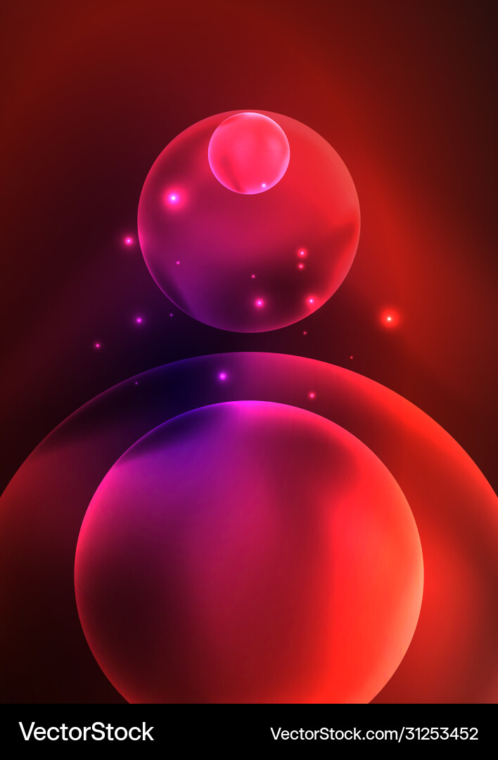 Glowing neon shiny transparent bubbles glass Vector Image