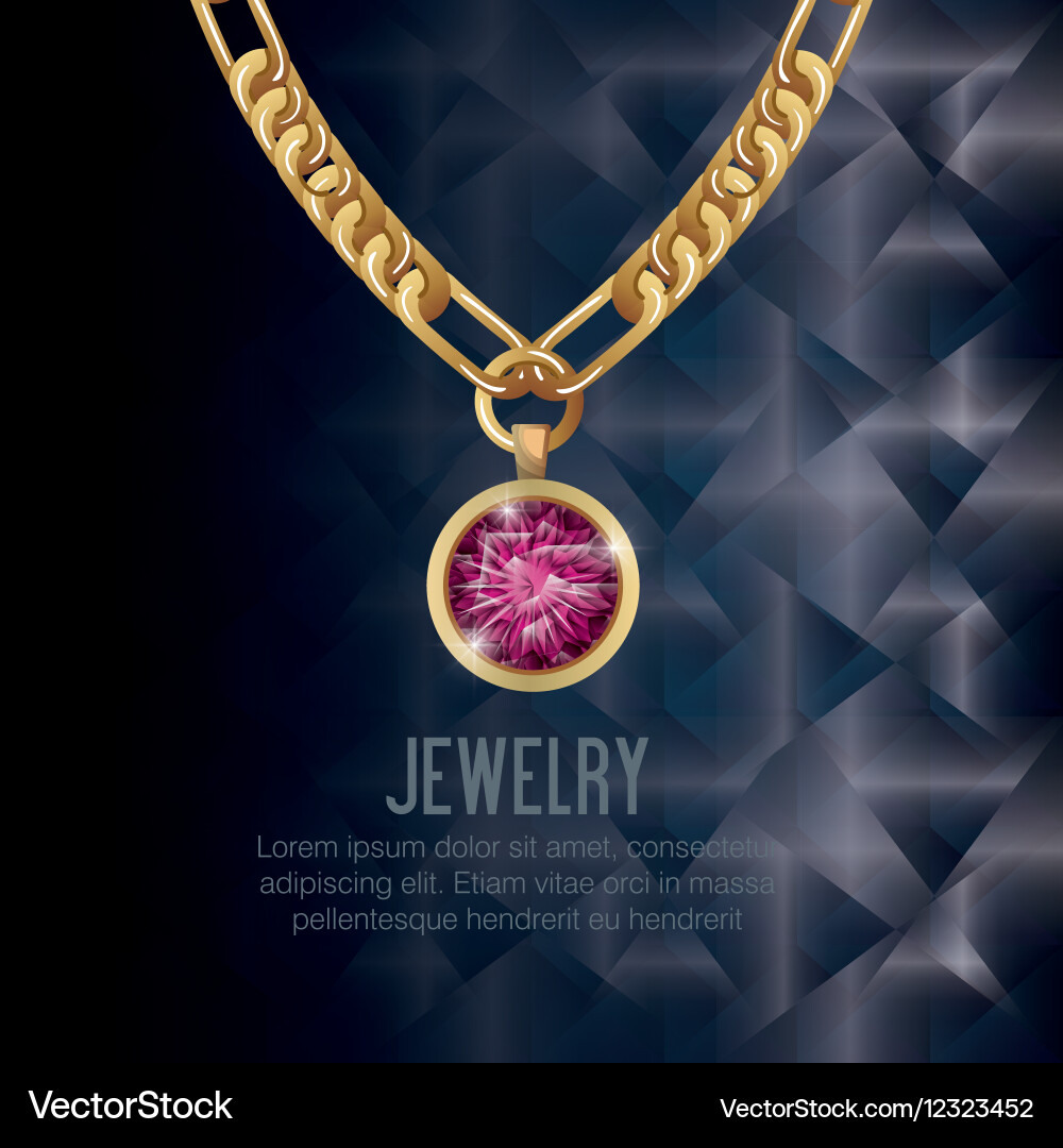 Icon necklace gold gem isolated Royalty Free Vector Image