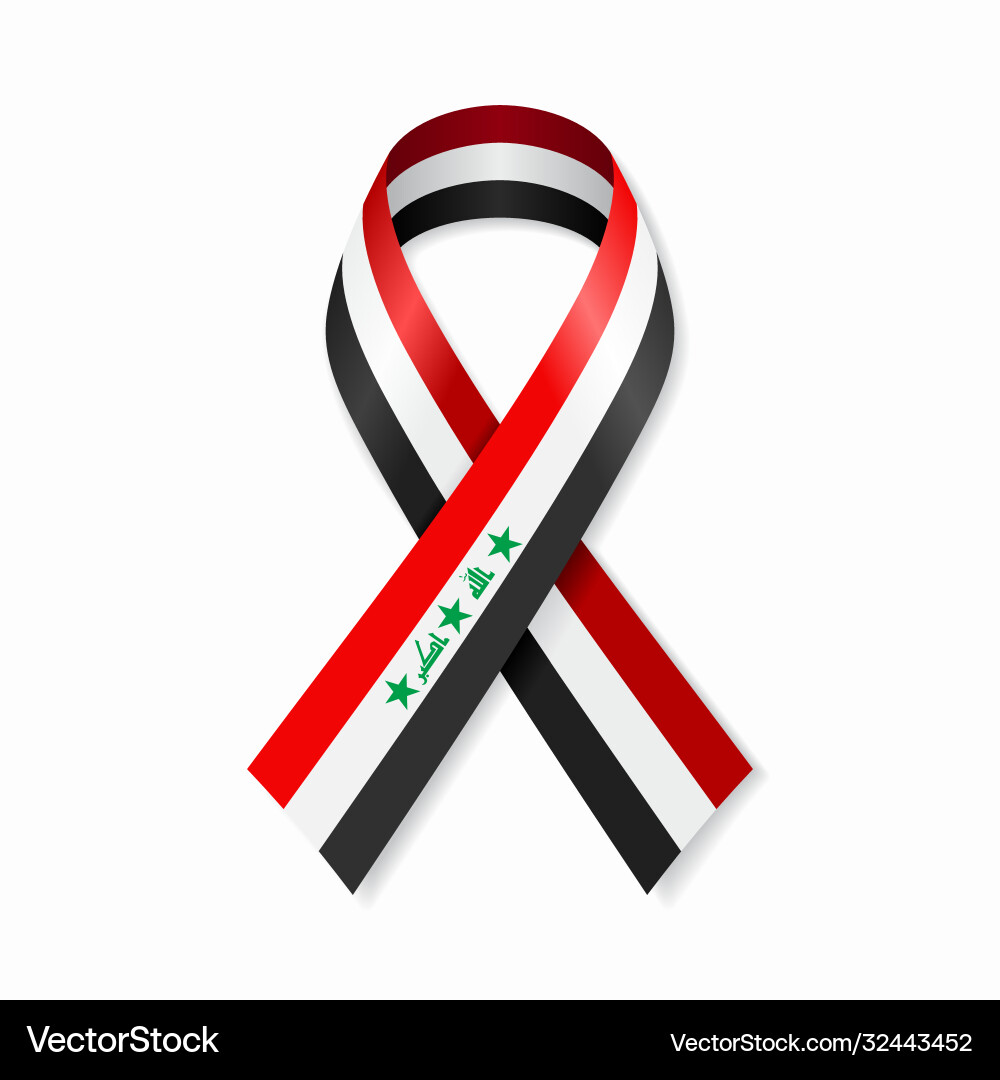 Iraqi flag stripe ribbon on white background Vector Image