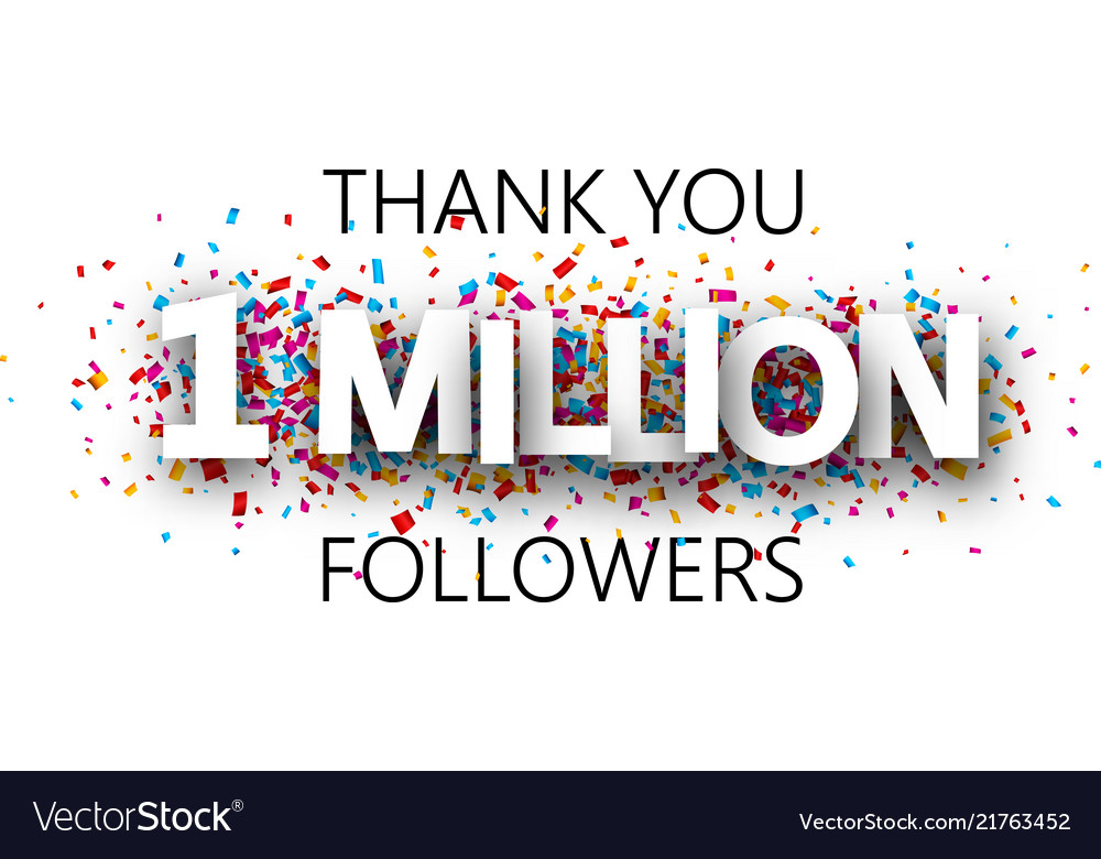 Thank you 1 million followers banner with Vector Image