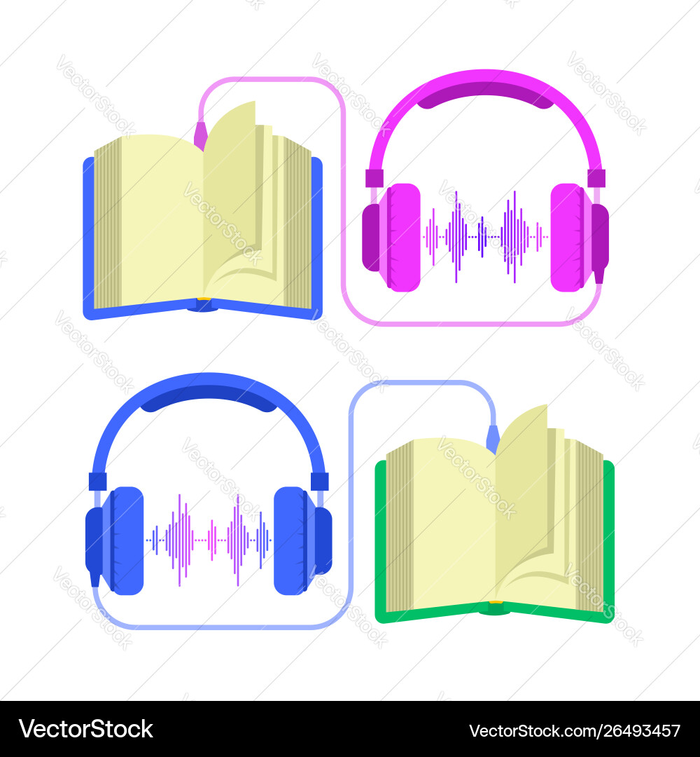 Audiobook and headphones flat Royalty Free Vector Image