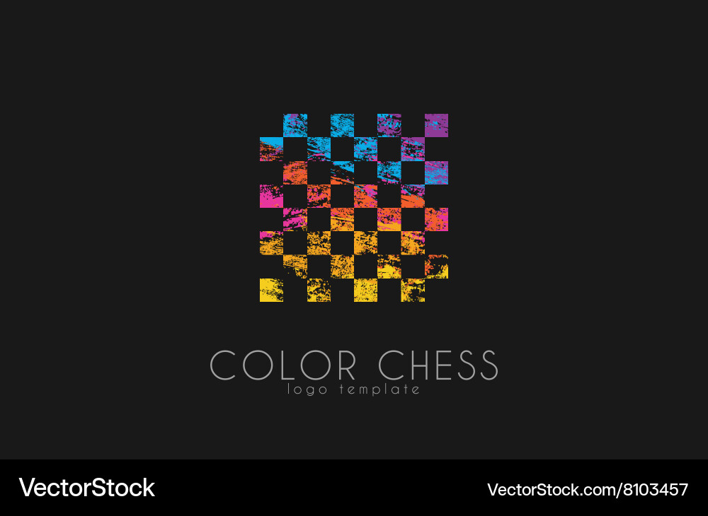 Chess logo geometric logo color logo Royalty Free Vector