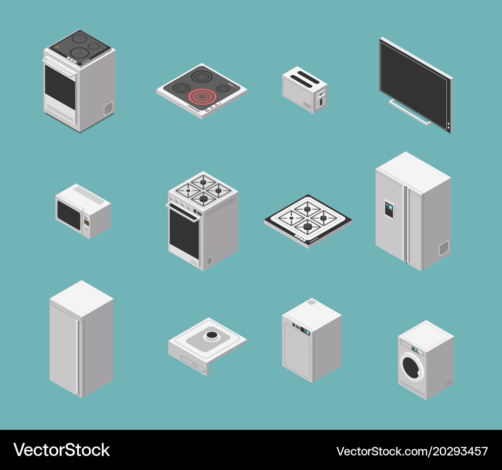 Domestic and kitchen appliances isometric Vector Image