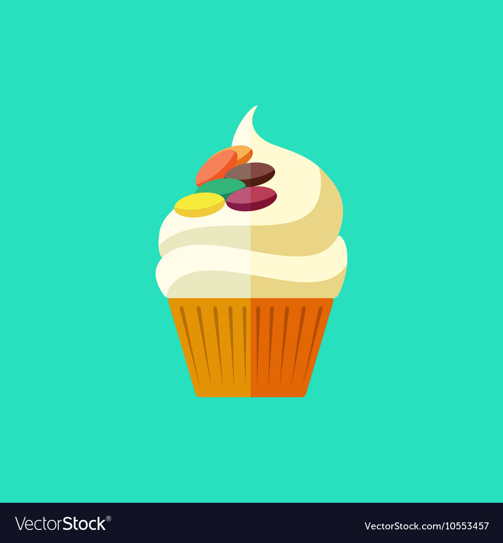 Flat cupcake Royalty Free Vector Image - VectorStock