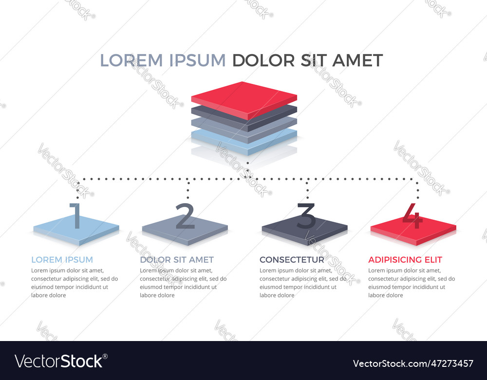 Flowchart with 4 elements Royalty Free Vector Image