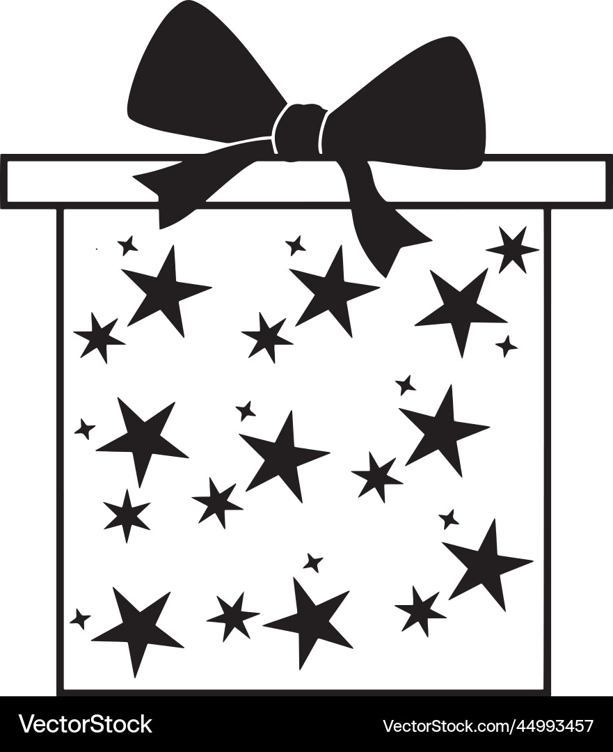 Gift box with ribbon line icon outline Royalty Free Vector