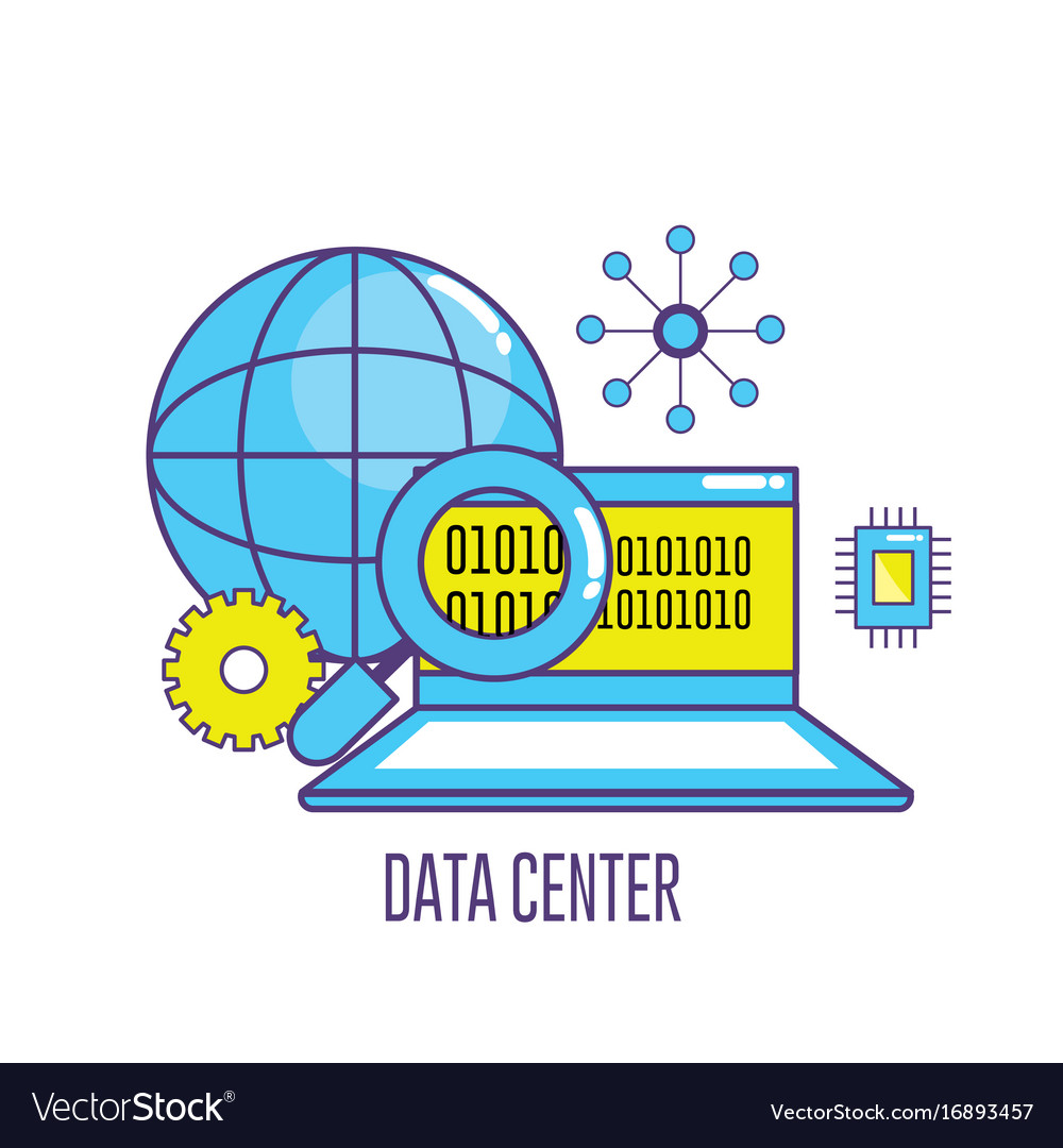 Laptop technology with data center system Vector Image
