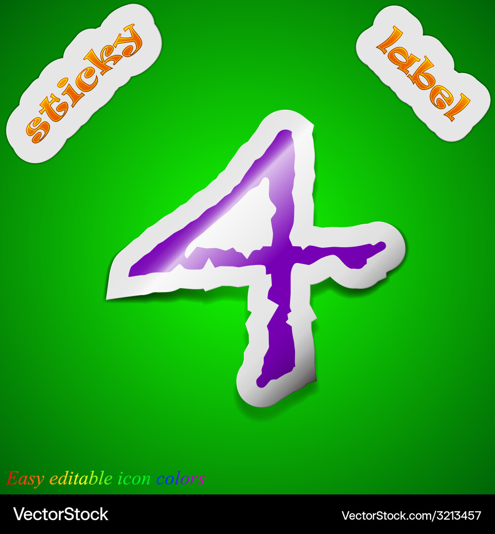 Number four icon sign symbol chic colored sticky Vector Image