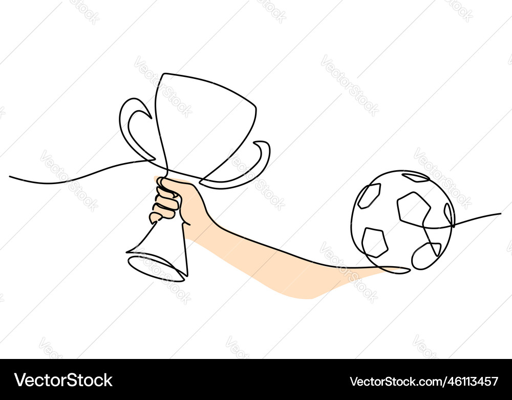 One continuous single line of hand hold trophy Vector Image