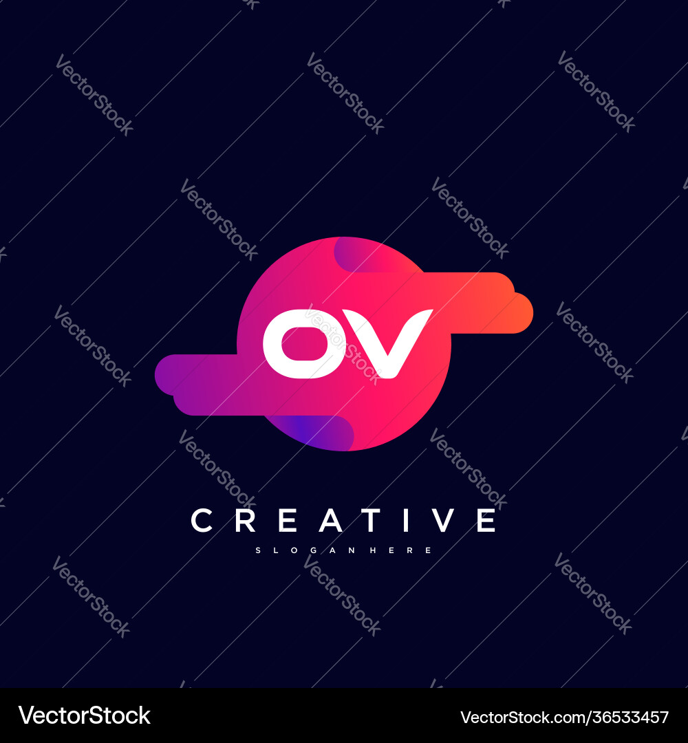 Ov initial letter colorful logo icon design Vector Image