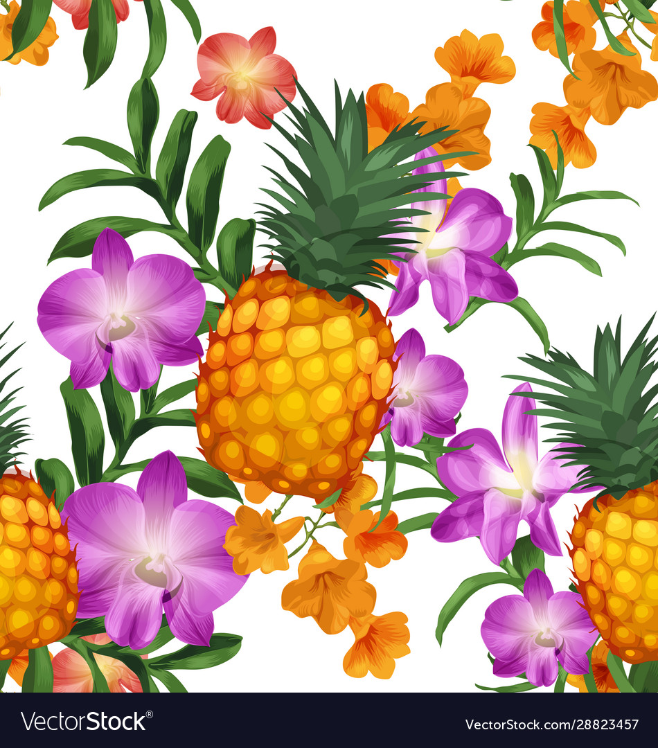 Pineapples seamless pattern Royalty Free Vector Image