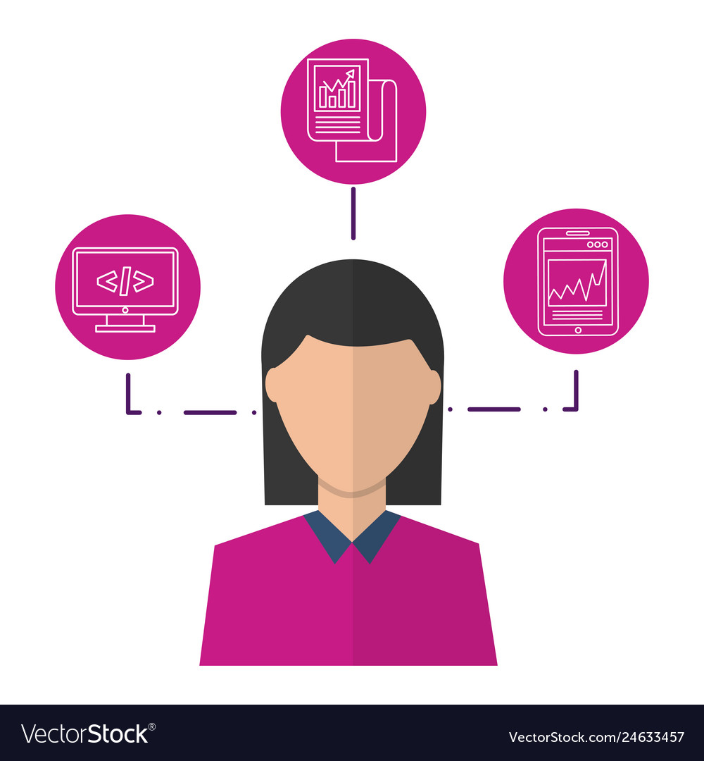 Portrait of woman coding programmer Royalty Free Vector