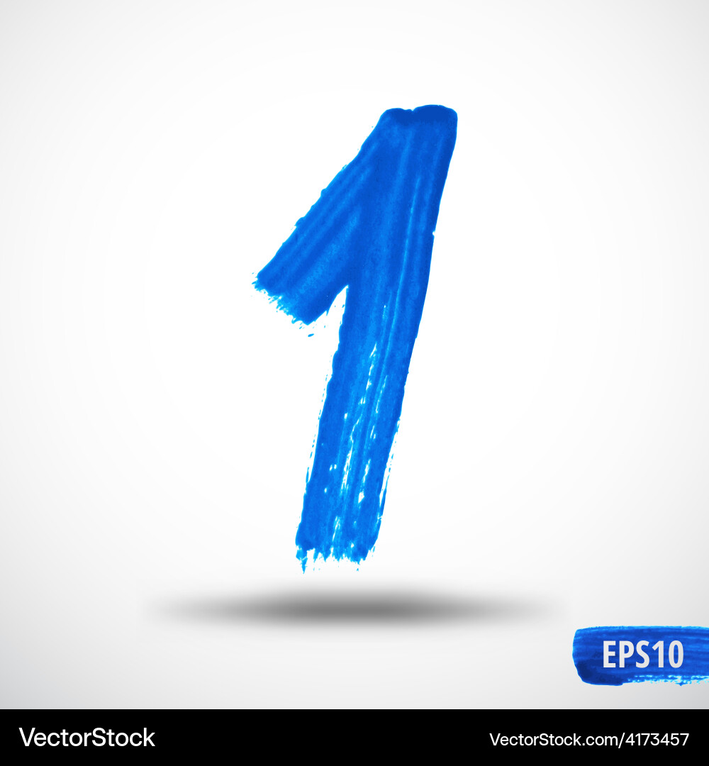 Watercolor one number grunge background Royalty Free Vector