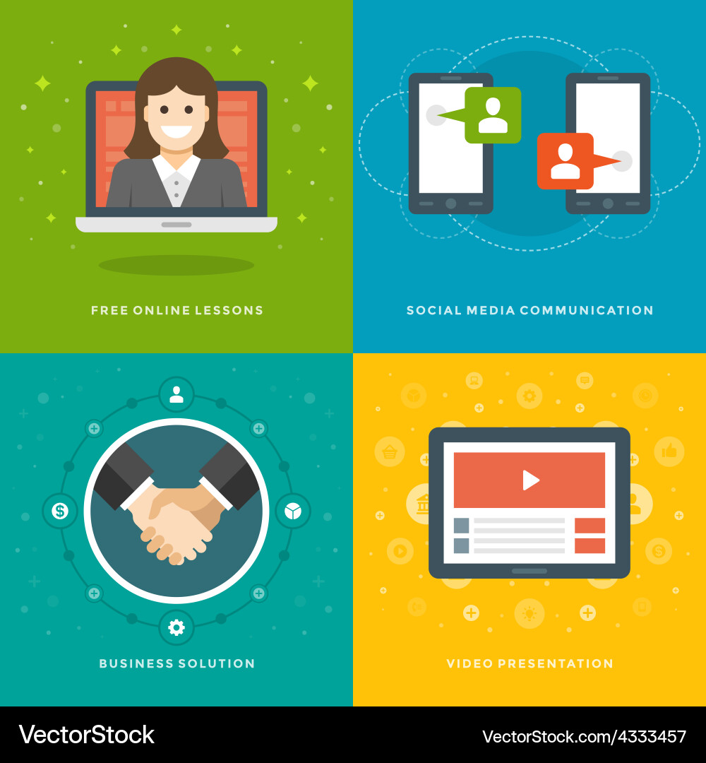 Website promotion banners templates and flat icons