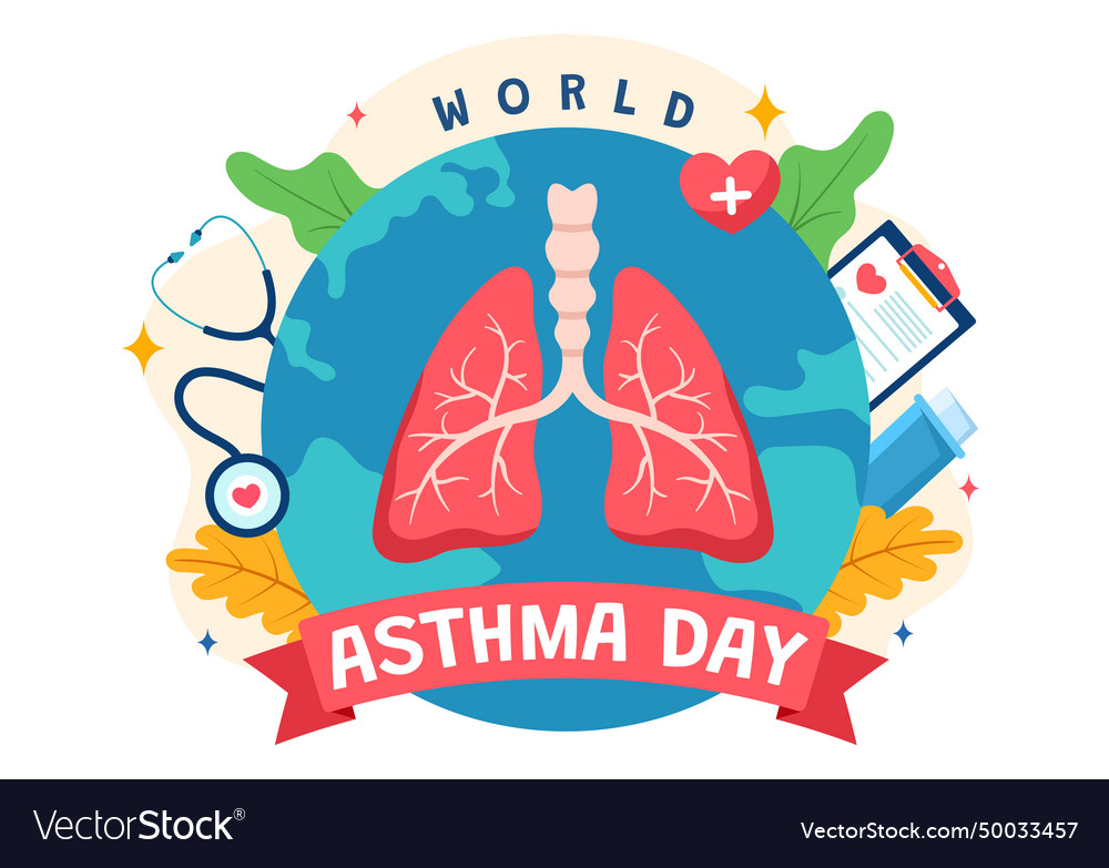 World asthma day on may 2 with inhaler medical Vector Image