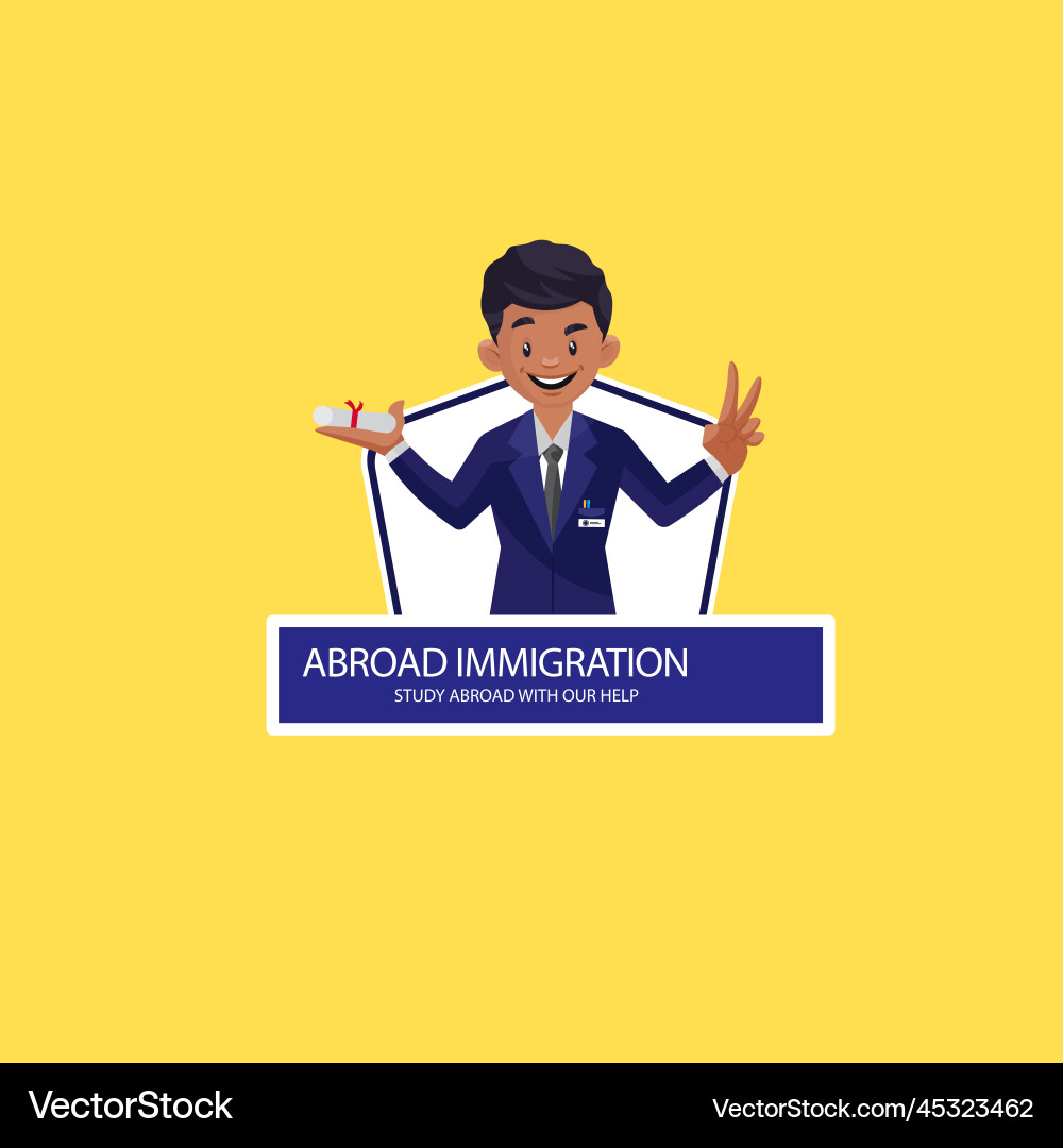 Abroad immigration mascot logo Royalty Free Vector Image