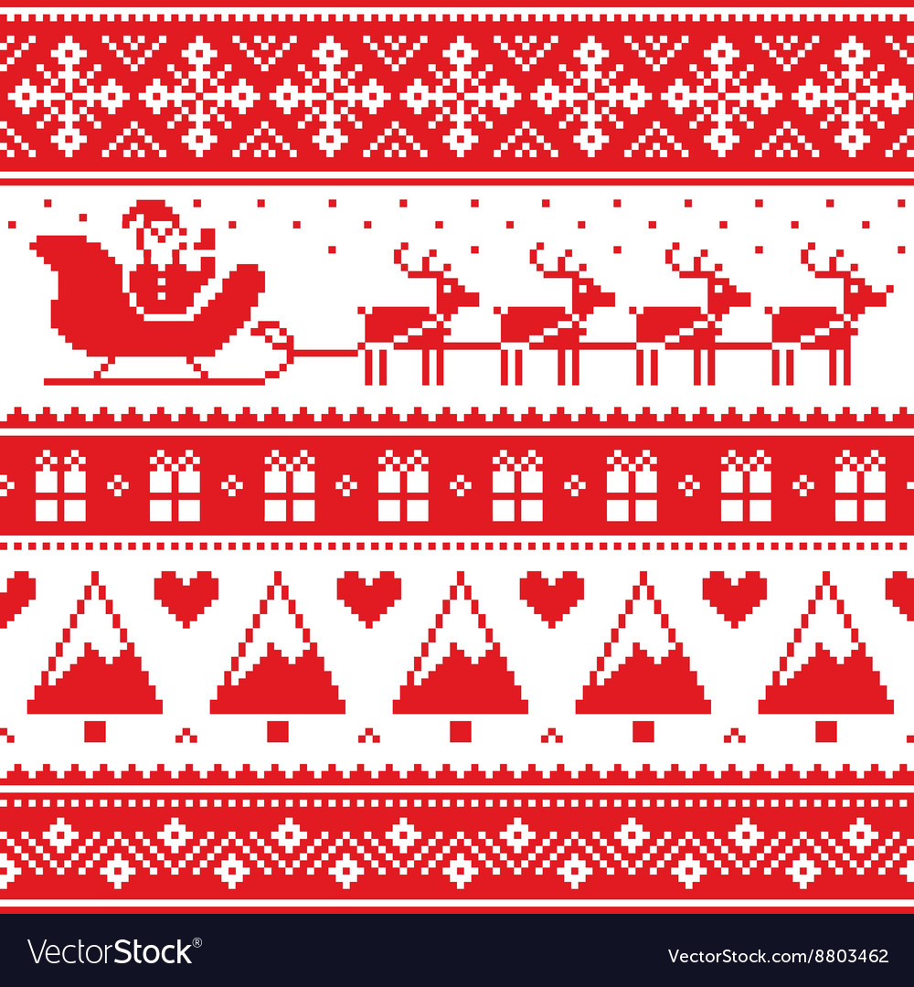 Christmas Jumper Or Sweater Seamless Red Pattern Vector Image