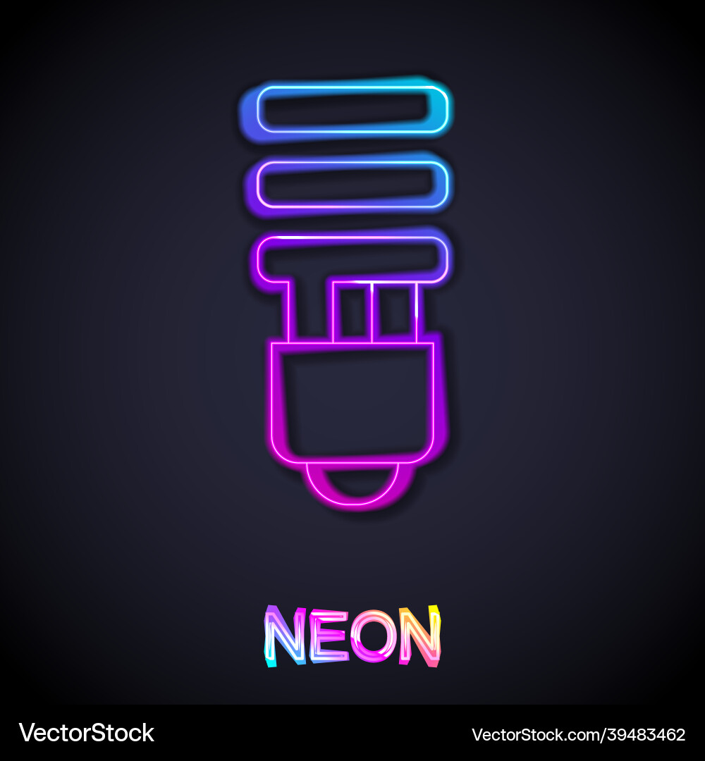 Glowing neon line led light bulb icon isolated Vector Image