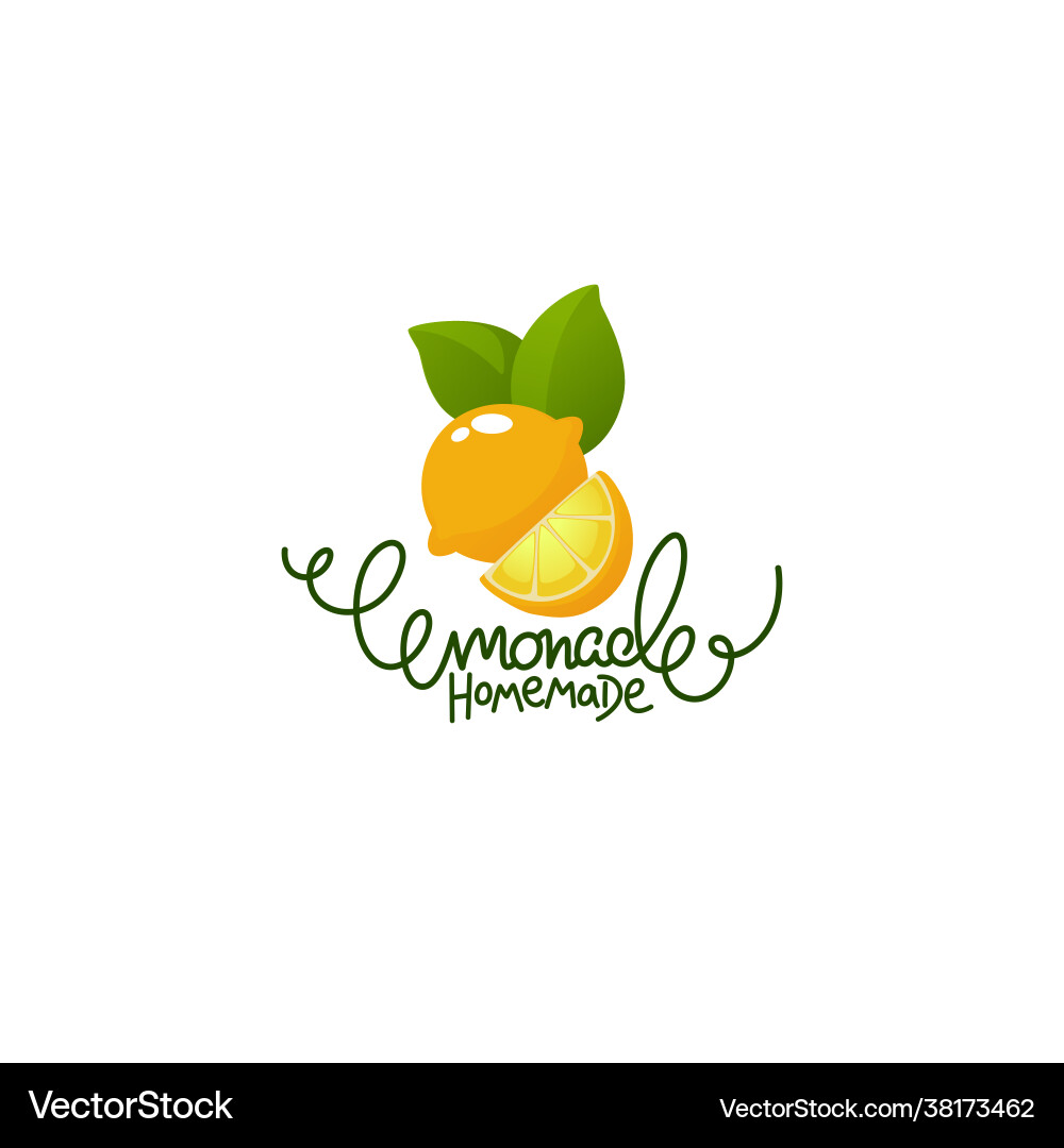 Homemade lemonade doodle logo label emblem Vector Image