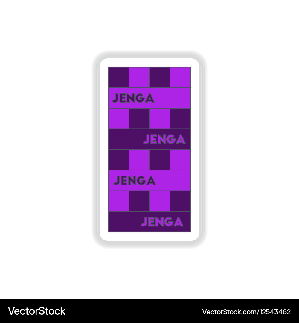 In paper sticker style jenga Royalty Free Vector Image