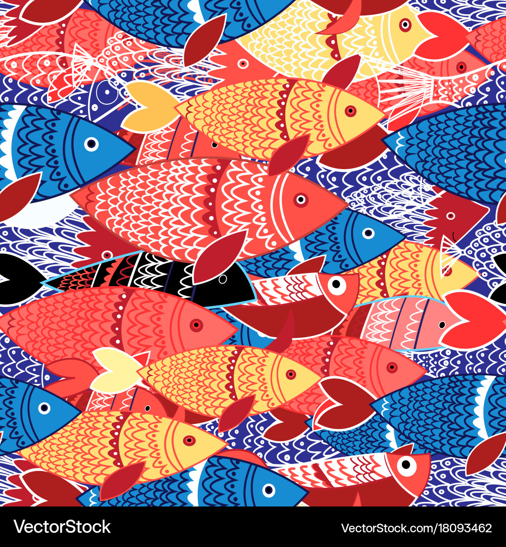 Seamless pattern of colorful fish Royalty Free Vector Image