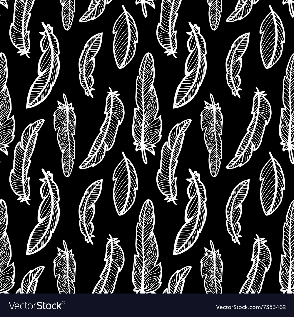 Seamless pattern with feathers Royalty Free Vector Image