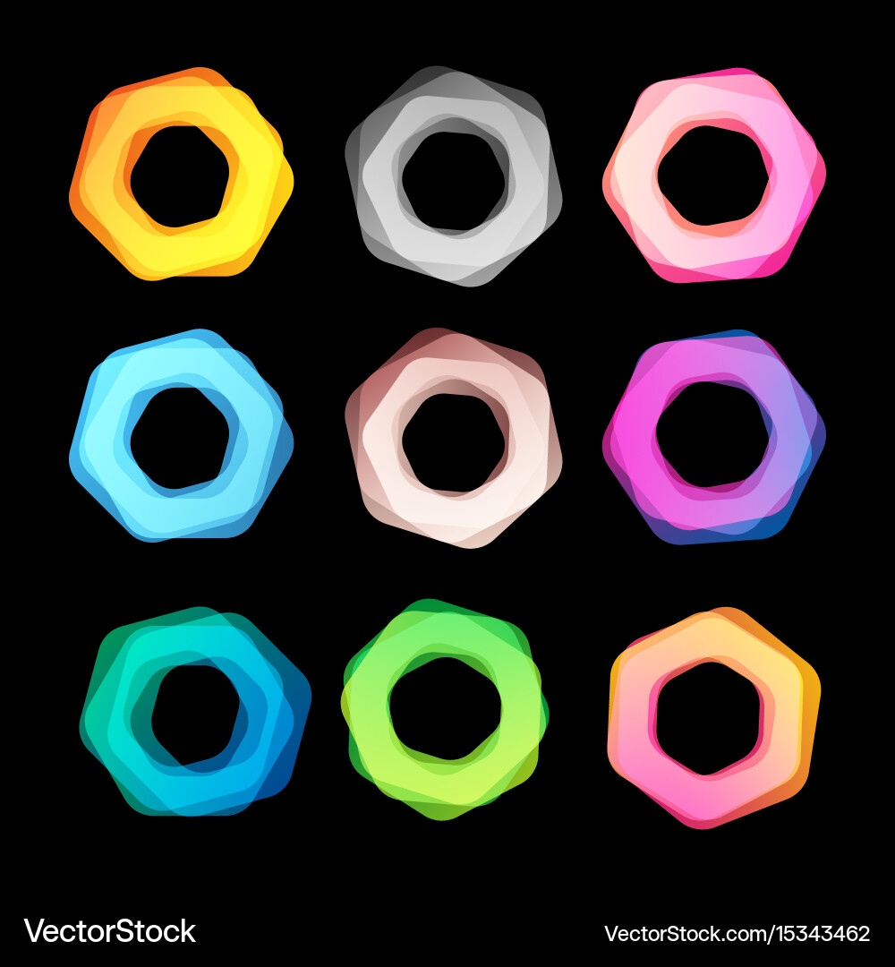 Unusual abstract geometric shapes logo set Vector Image