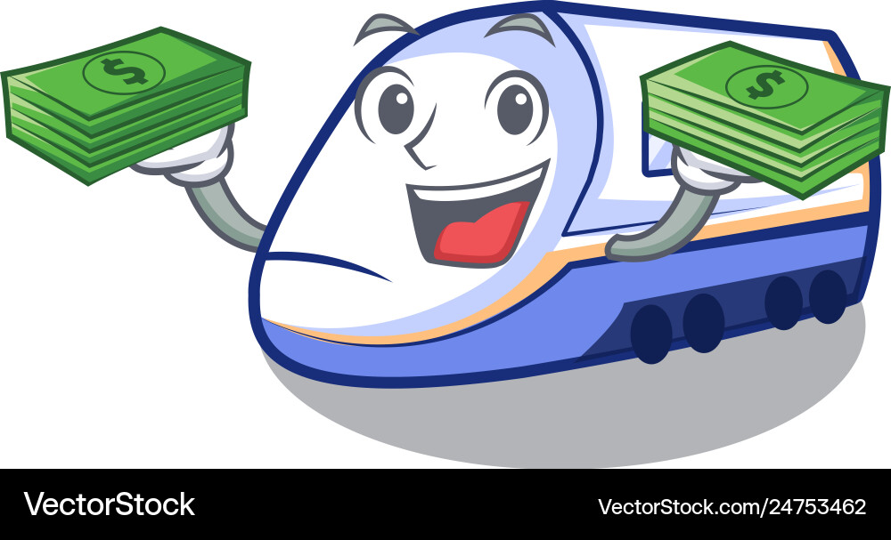 With money bag shinkansen train isolated Vector Image